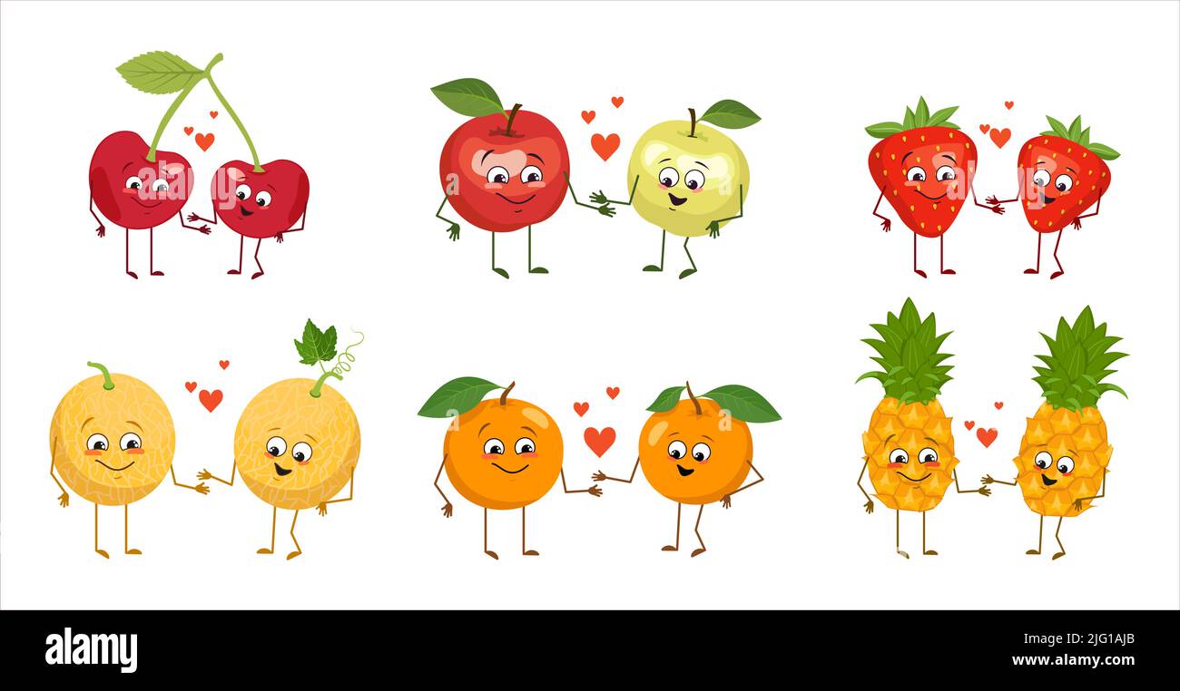 Cute Cartoon Fruit With Faces