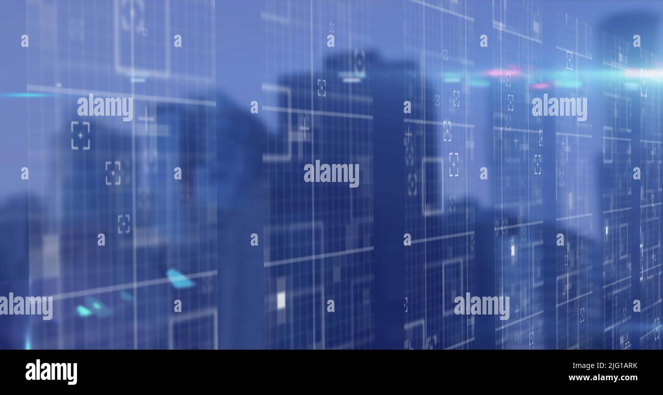 Scope scanning against blue background Stock Photo - Alamy