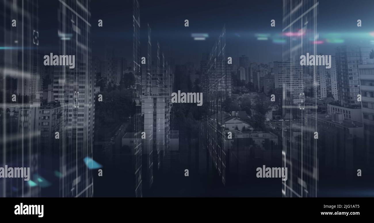 Data processing against cityscape Stock Photo - Alamy