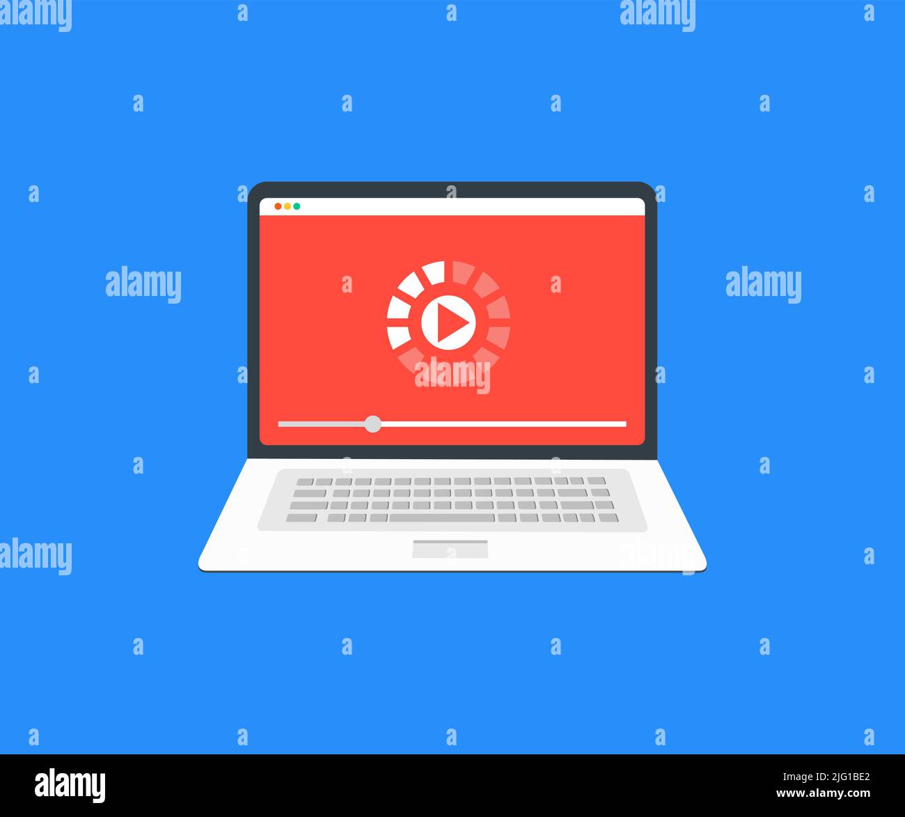 laptop with video player on screen logo design. Online video, watch ...