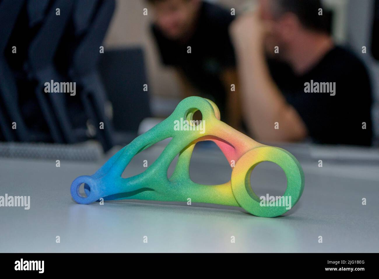 Colored Abstract plastic model printed on 3D printer from powder in the ...