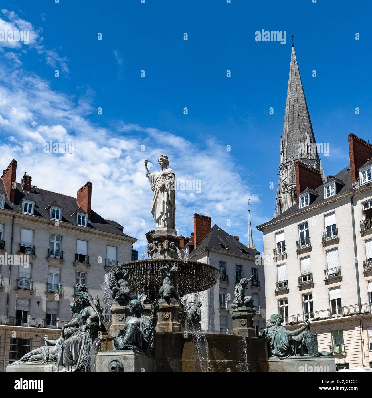 Nantes, beautiful city in France, fountain place Royale, in the ...