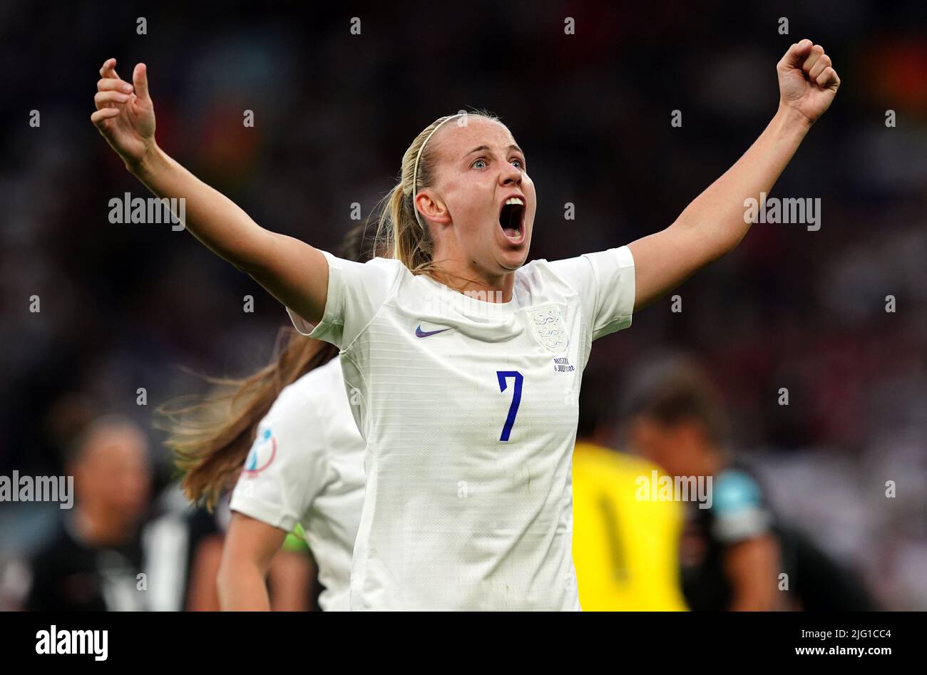 England's Beth Mead celebrates scoring their side's first goal of the ...