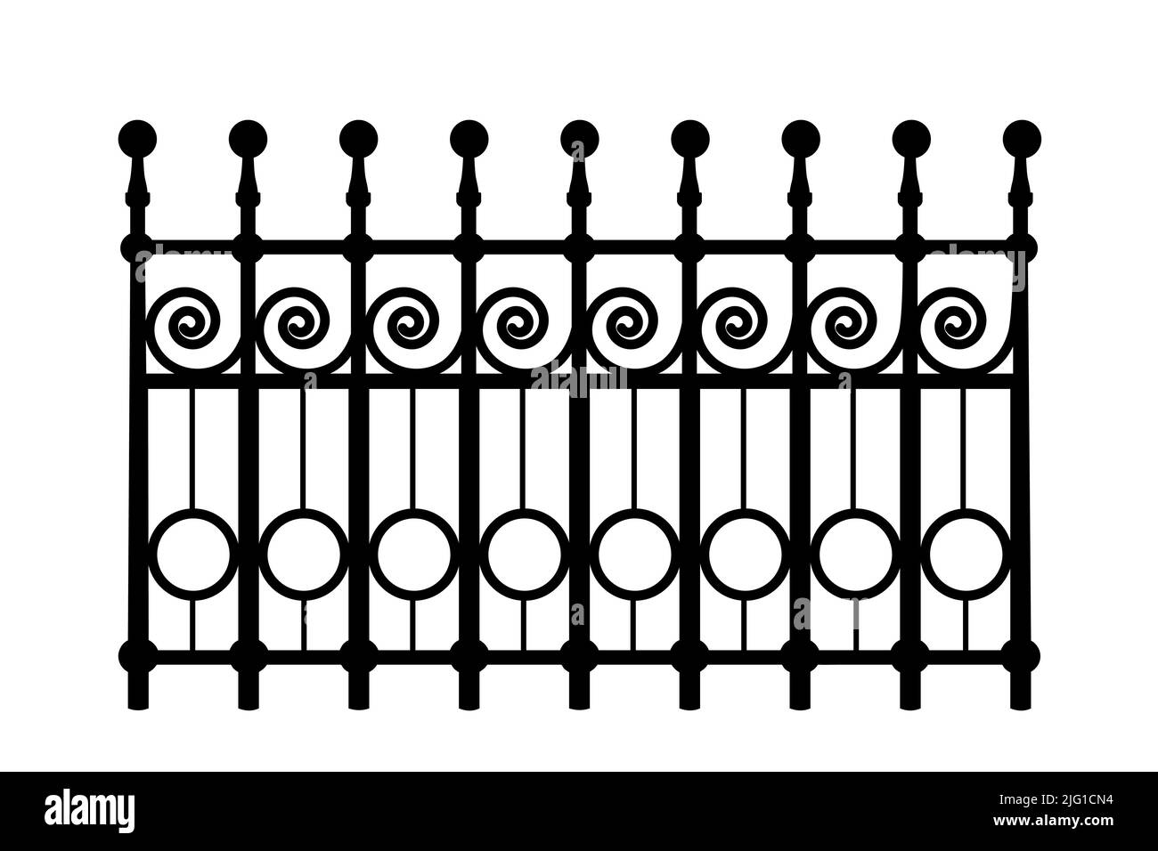 Decorative cast iron wrought fence silhouette with artistic forging ...