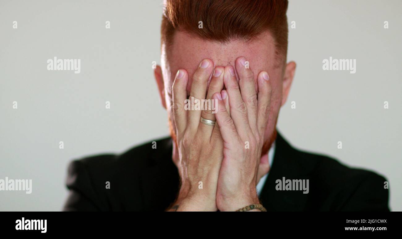 Upset business man emotion. Redhead person angry reaction, feeling ...