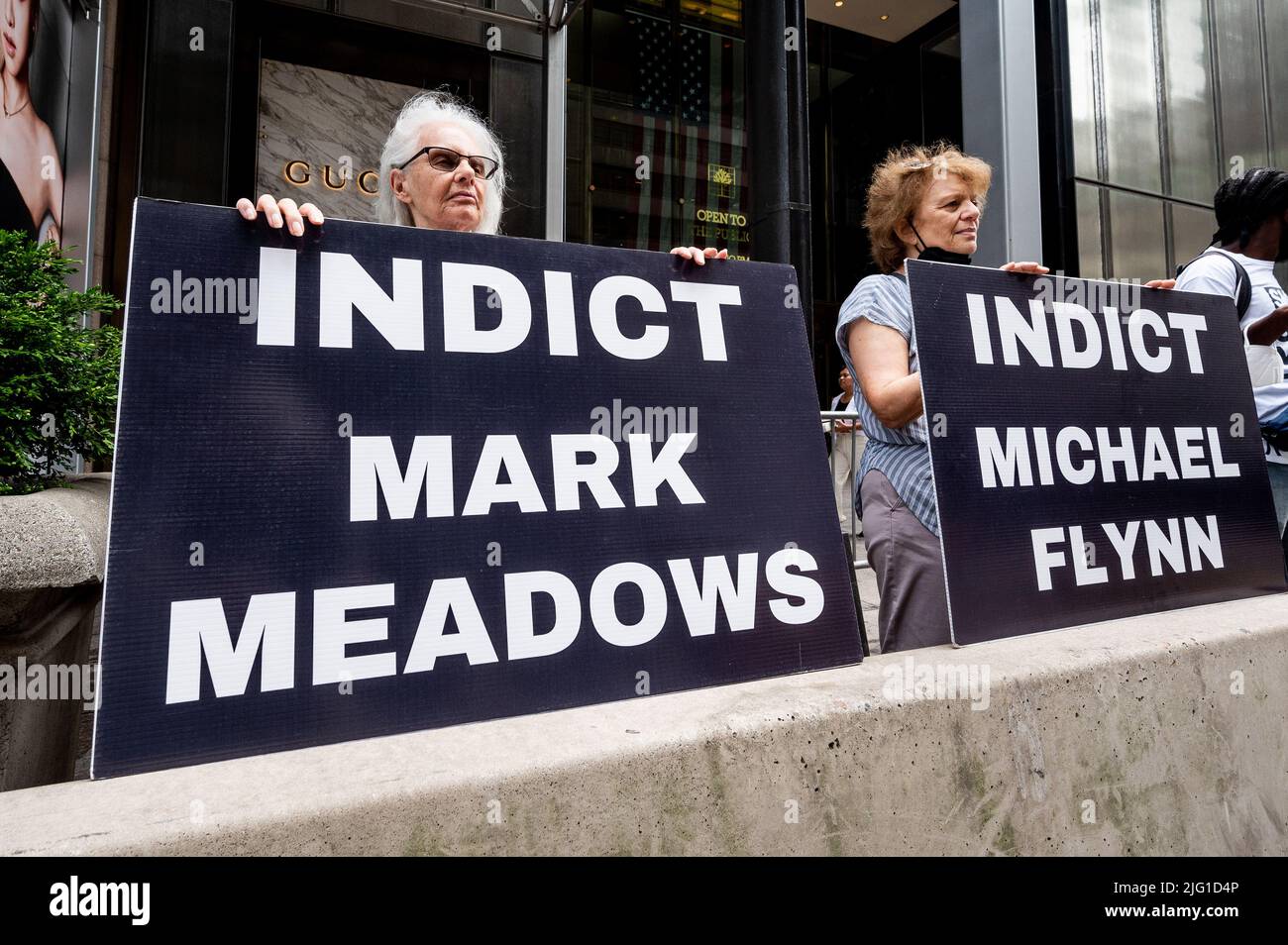 New York City, United States. 06th July, 2022. People holding signs ...