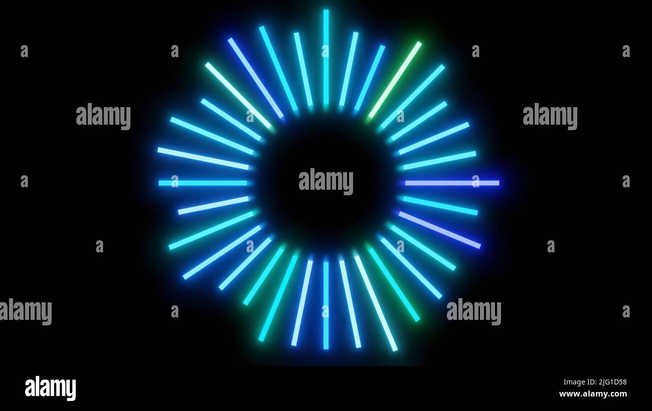 Ball with equalizers on black background. Design. Halo of bright neon ...