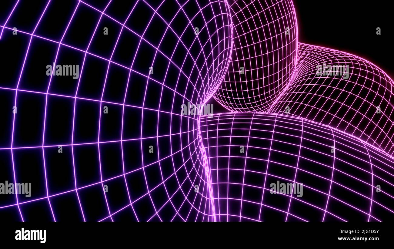 Cyber grid moves in curves. Design. Cybernetic grid in retro style ...