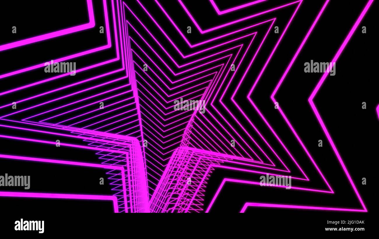 Moving tunnel of lines in shape of star. Design. Beautiful tunnel in ...