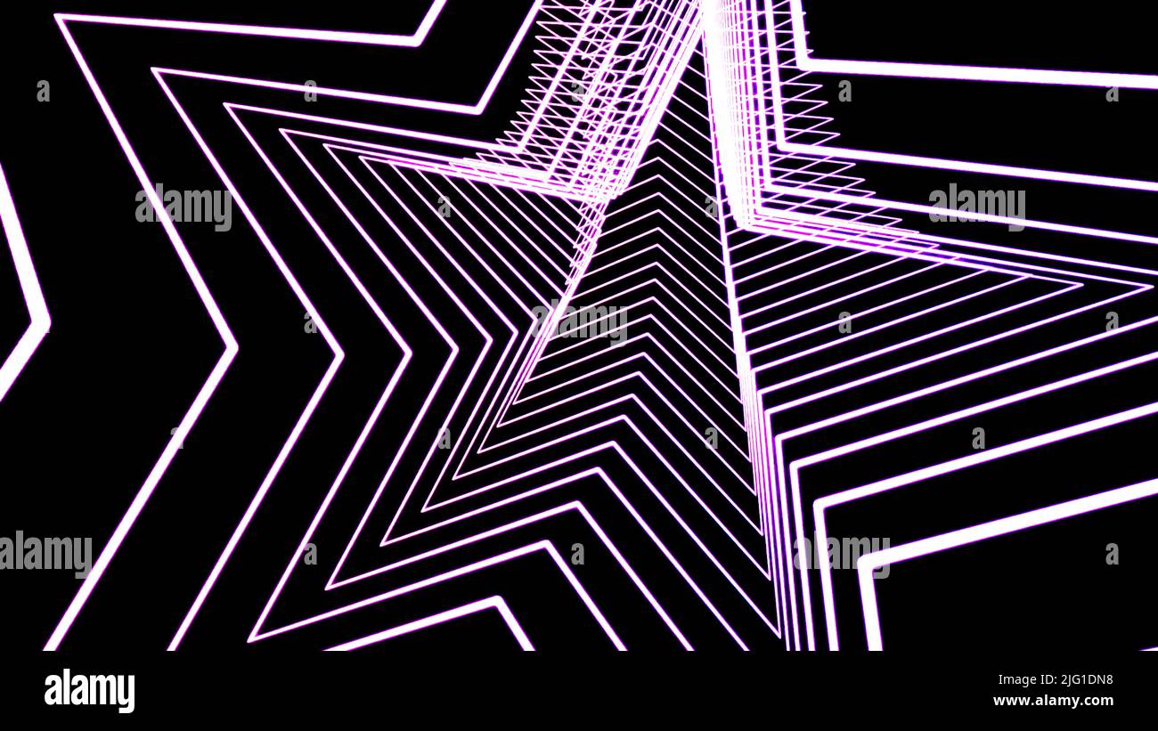 Moving tunnel of lines in shape of star. Design. Beautiful tunnel in ...