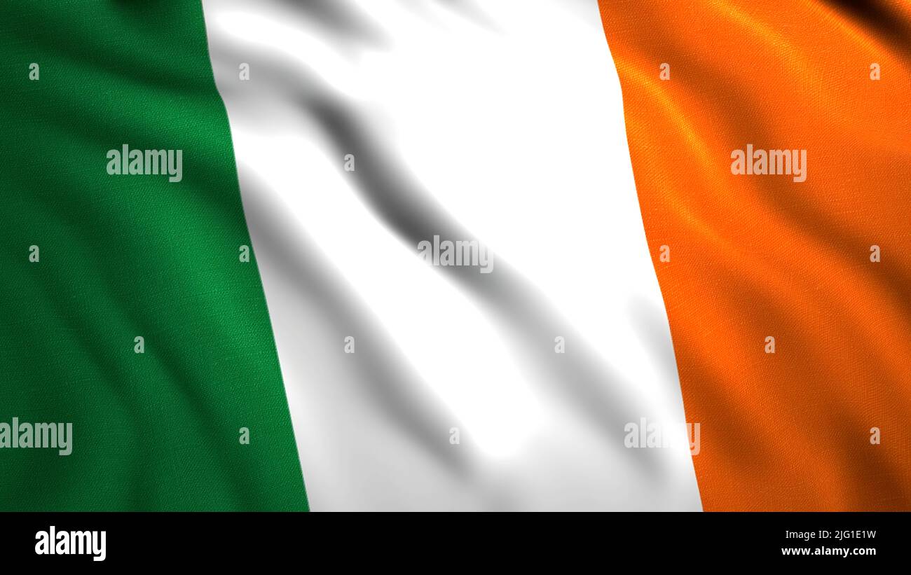 Flag of Ireland, slow motion waving background. Motion. Concept pf sport events and ...