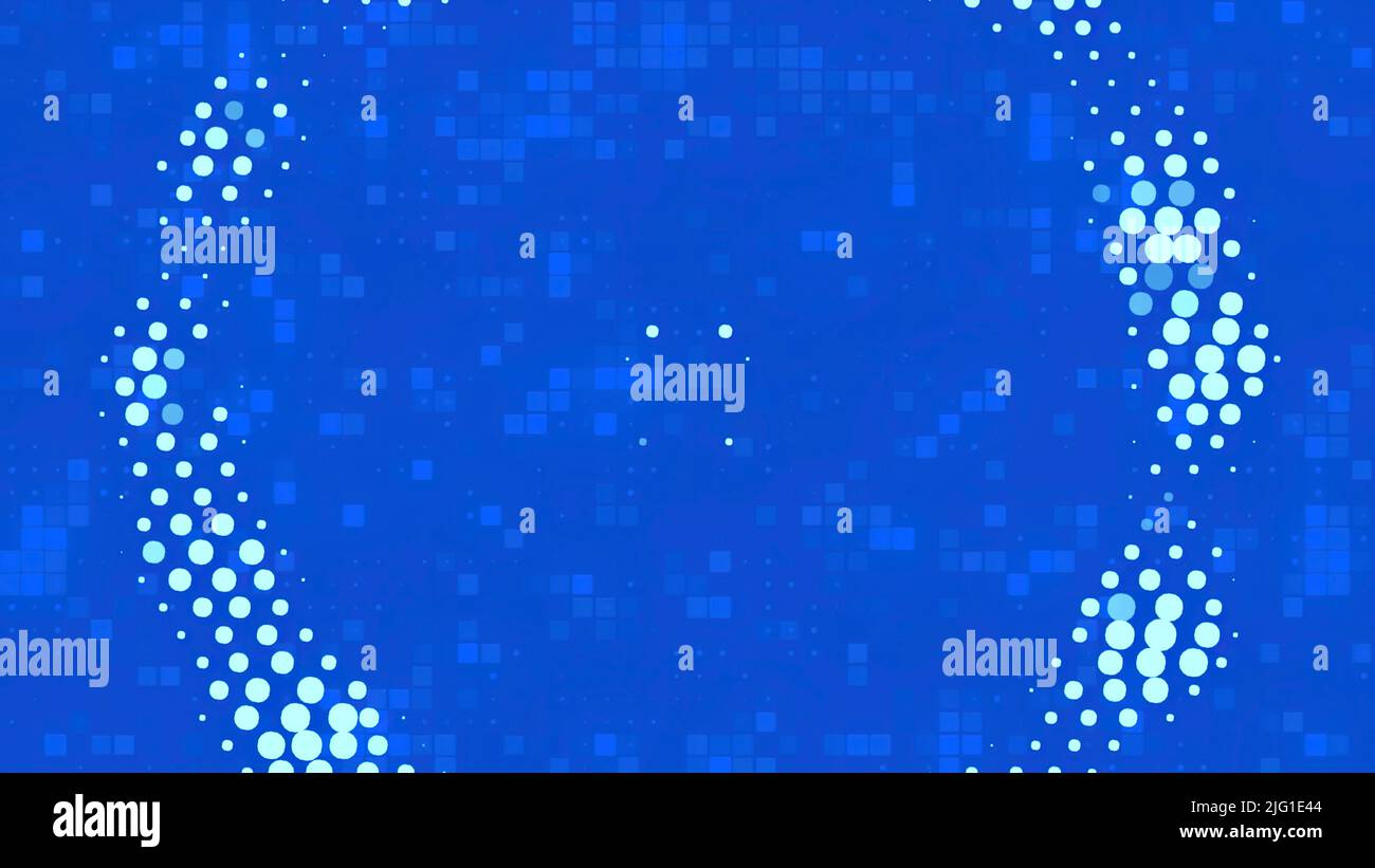 Blue background.Motion.Bright white circles in animation that create ...