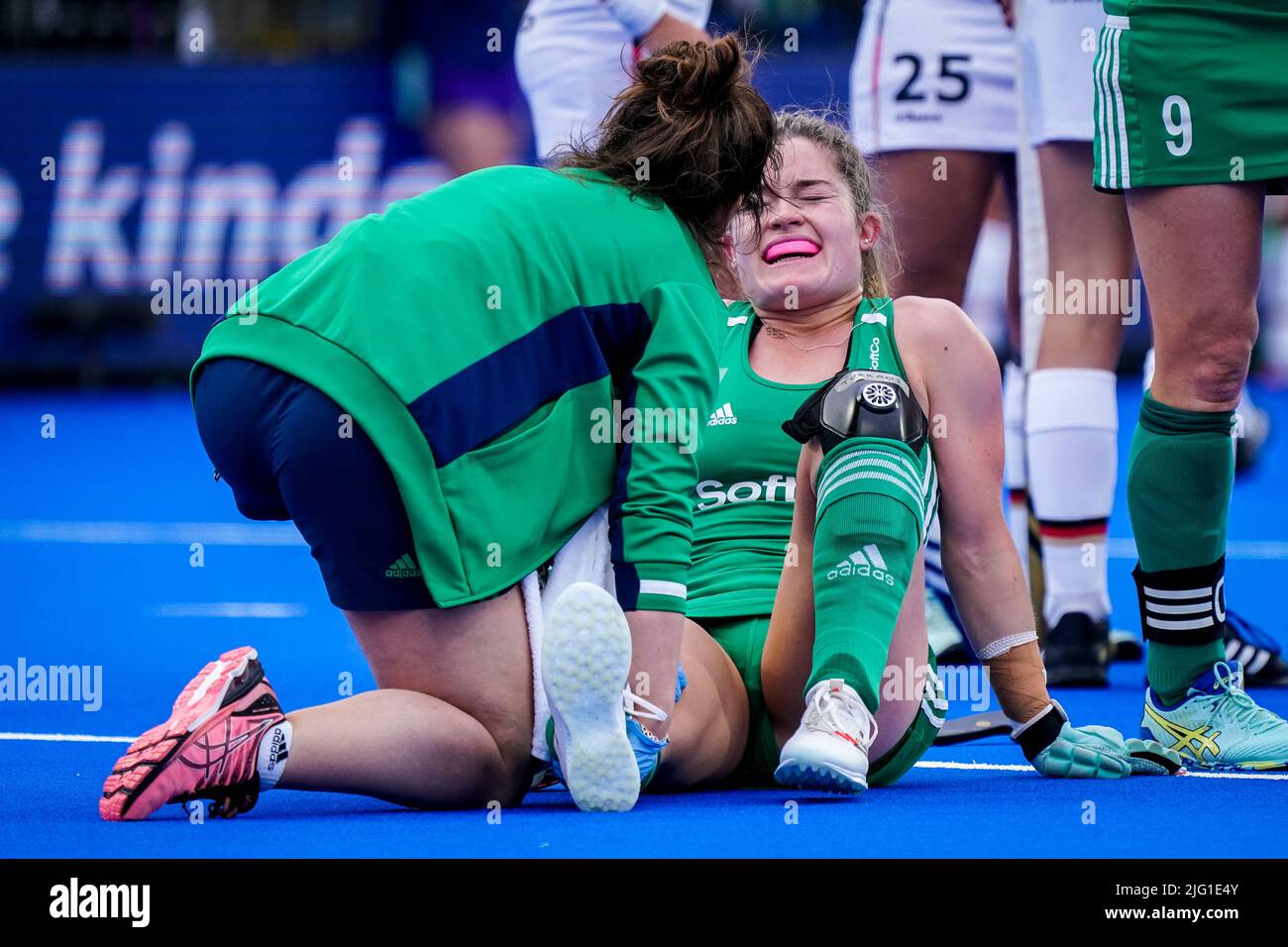 AMSTELVEEN, NETHERLANDS - JULY 6: Sarah Torrans of Ireland receives ...