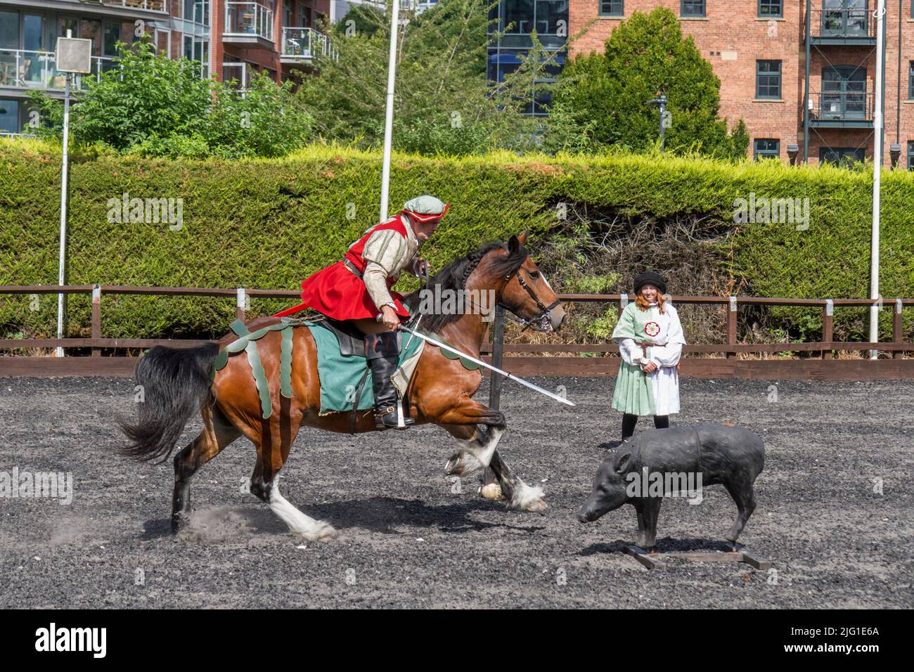 Display of jousting in the tiltyard at the Royal Armouries, leeds ...