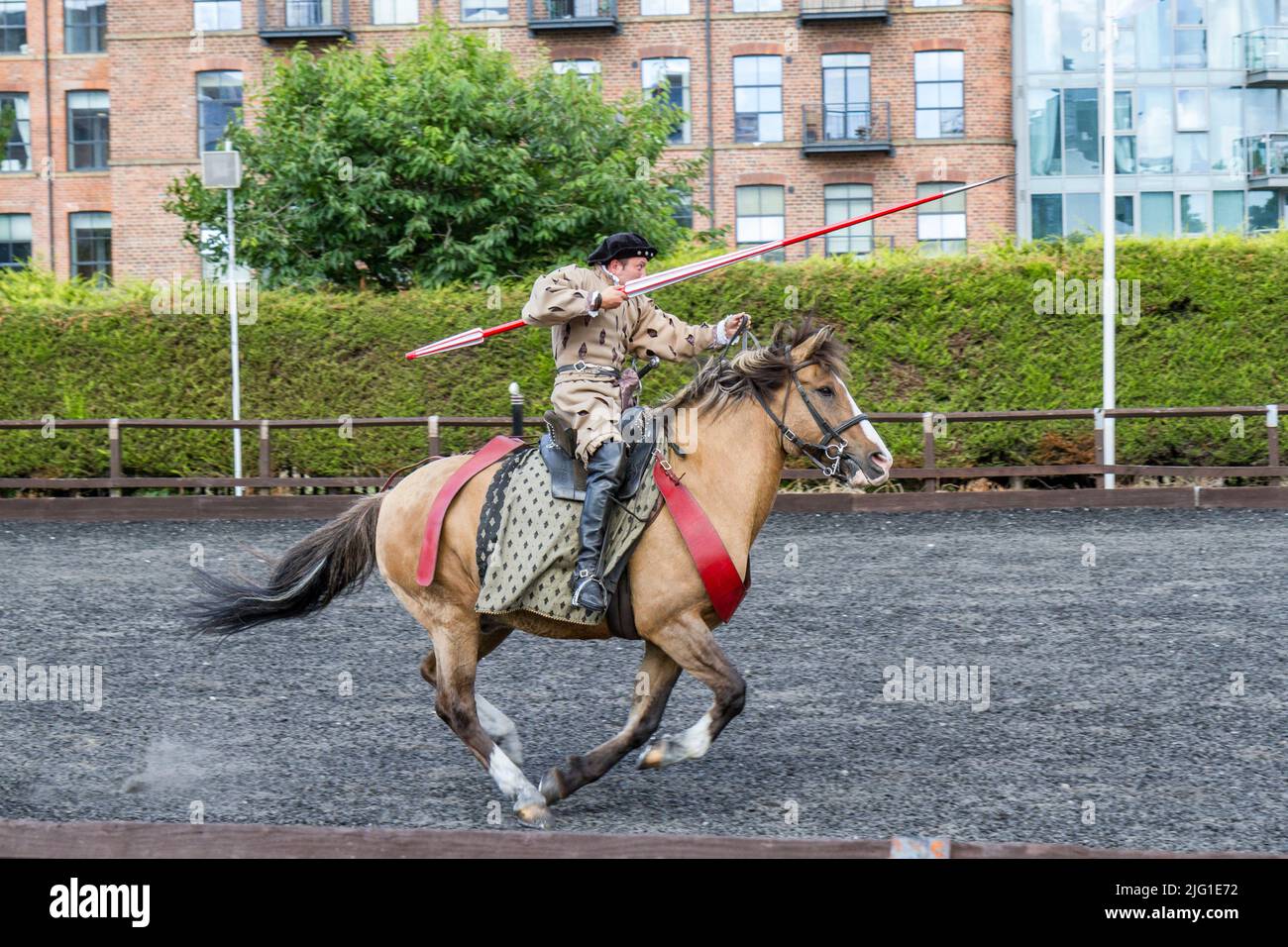 Display of jousting in the tiltyard at the Royal Armouries, leeds ...