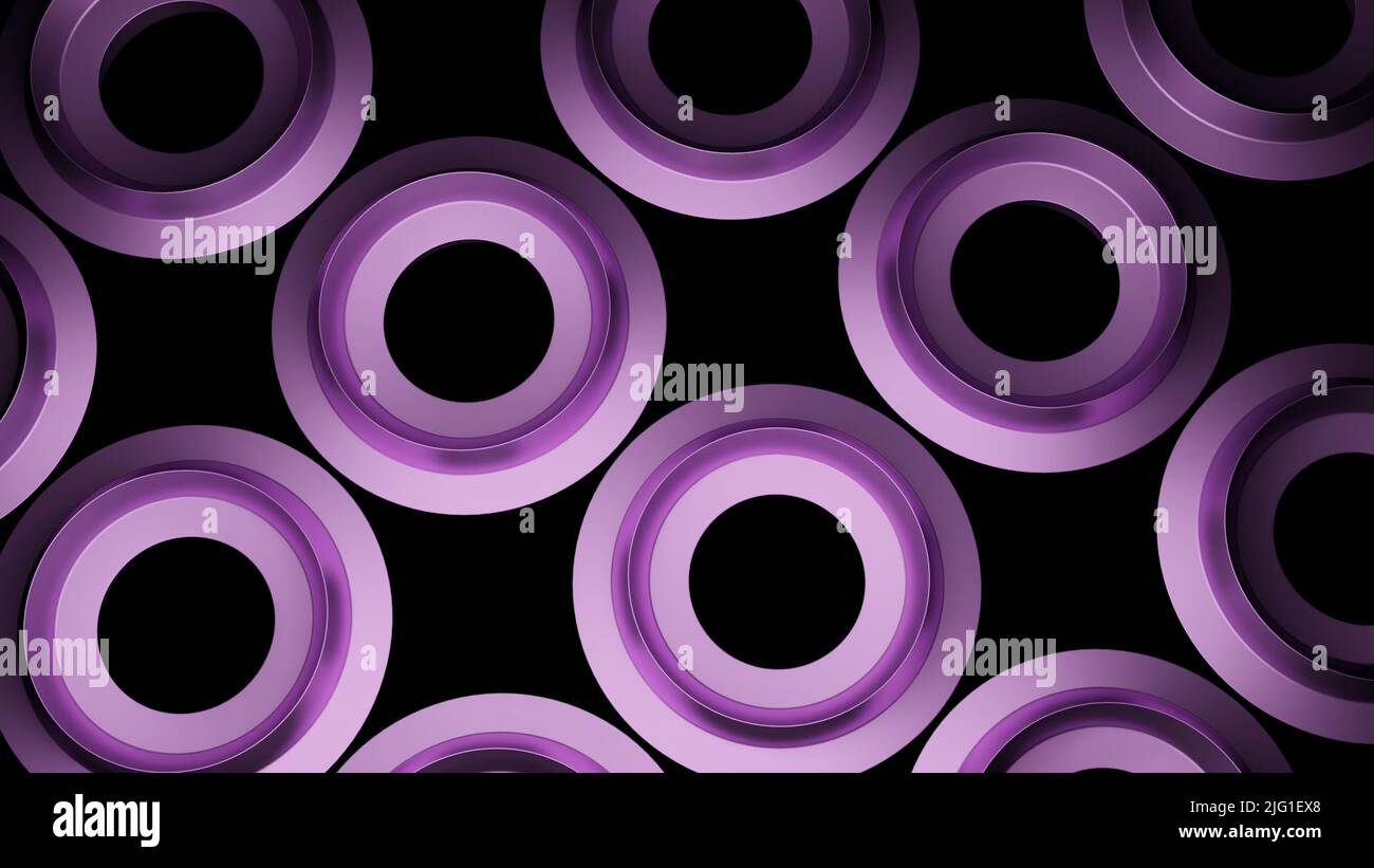 3D rings with hypnotic effect. Design. 3D nuts pulsing and hypnotizing ...