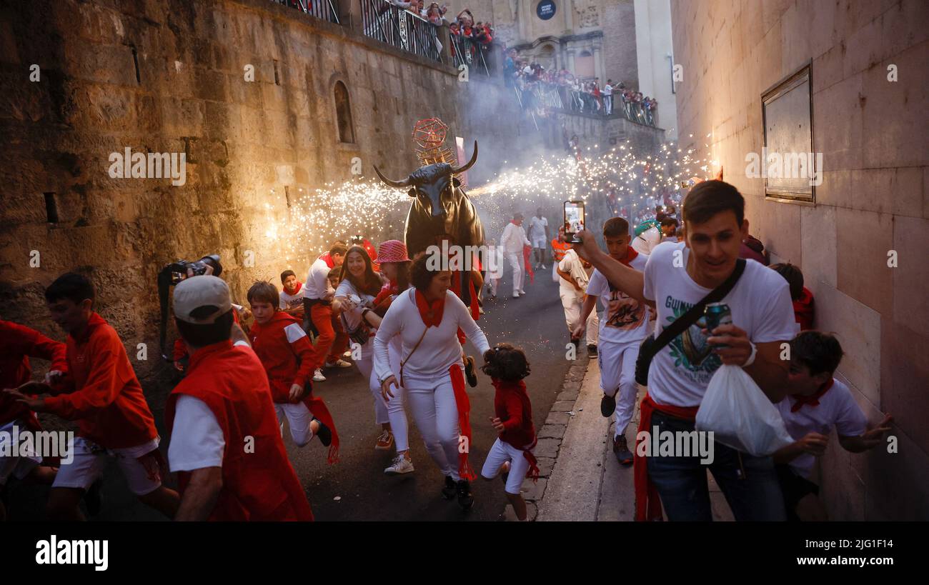 Pamplona bull run fireworks hi-res stock photography and images - Alamy