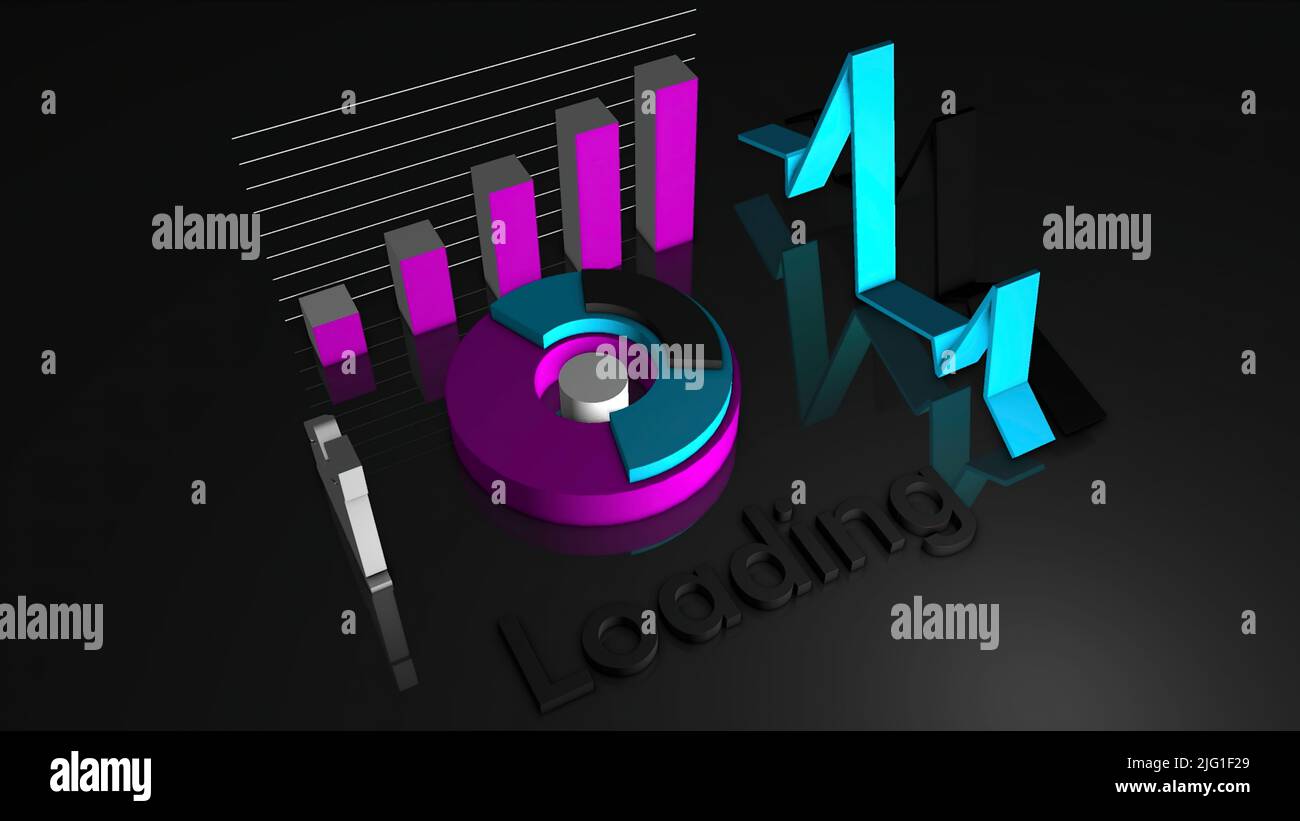 Grey background in animation.Motion. Multi-colored loading charts of ...