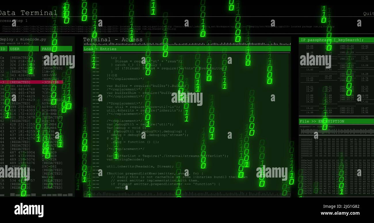 Image of data processing on black background Stock Photo - Alamy