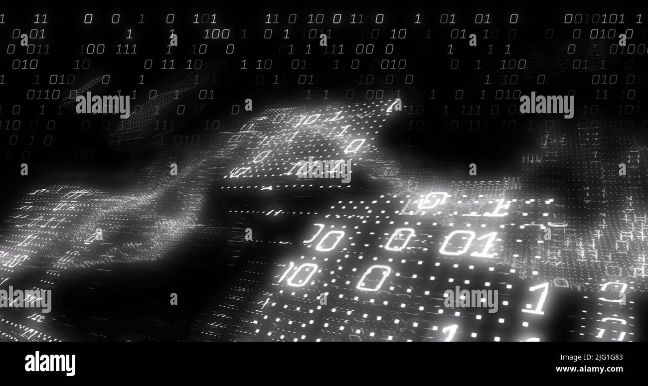 Image of data processing on black background Stock Photo - Alamy