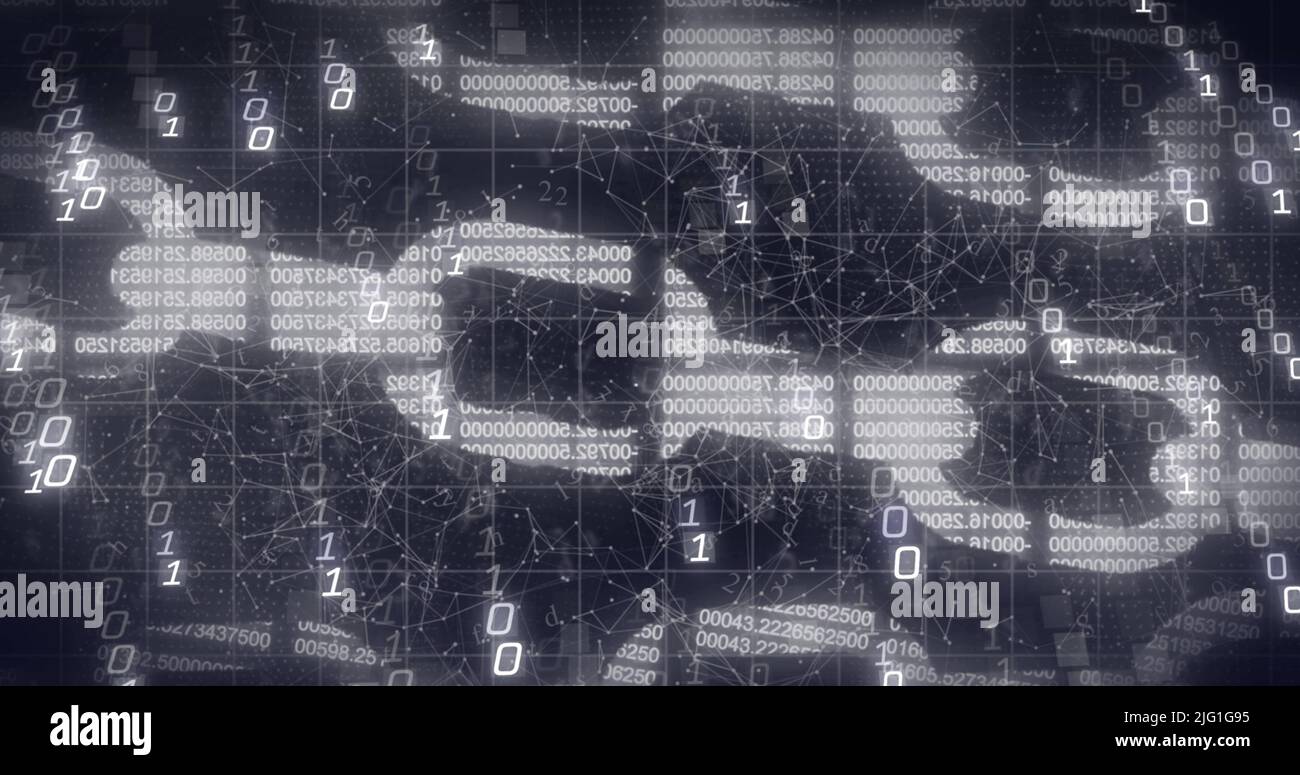 Image of data processing on black background Stock Photo - Alamy