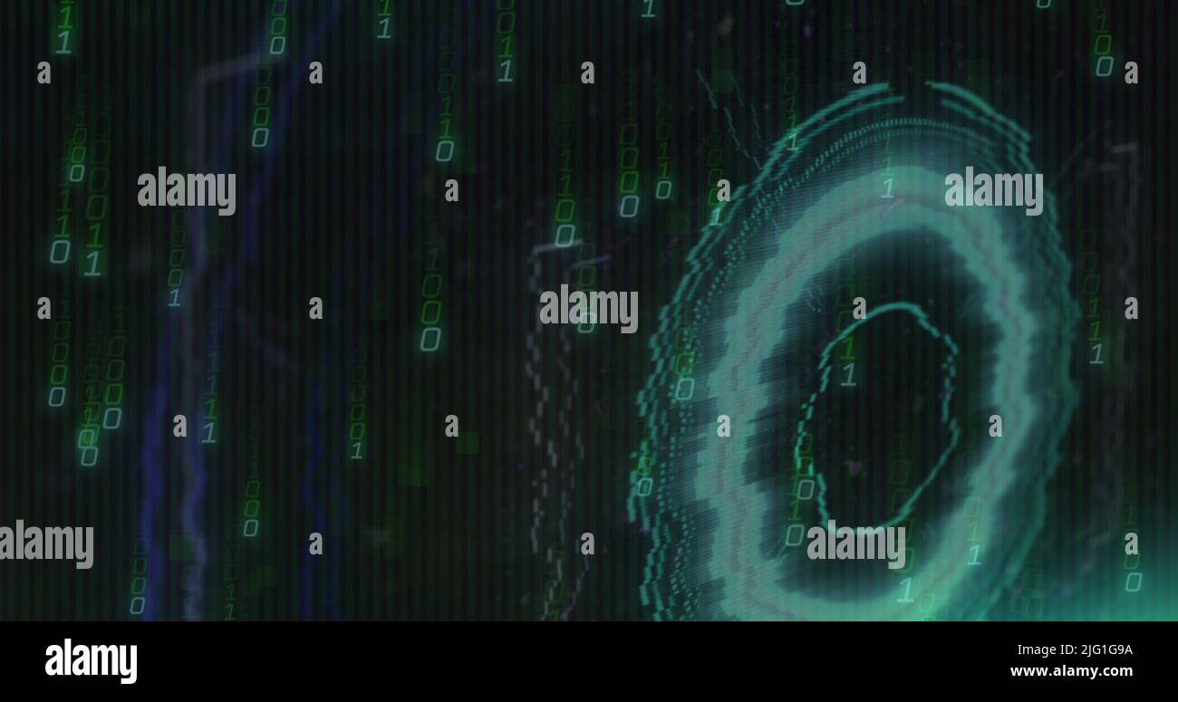 Image of data processing on black background Stock Photo - Alamy