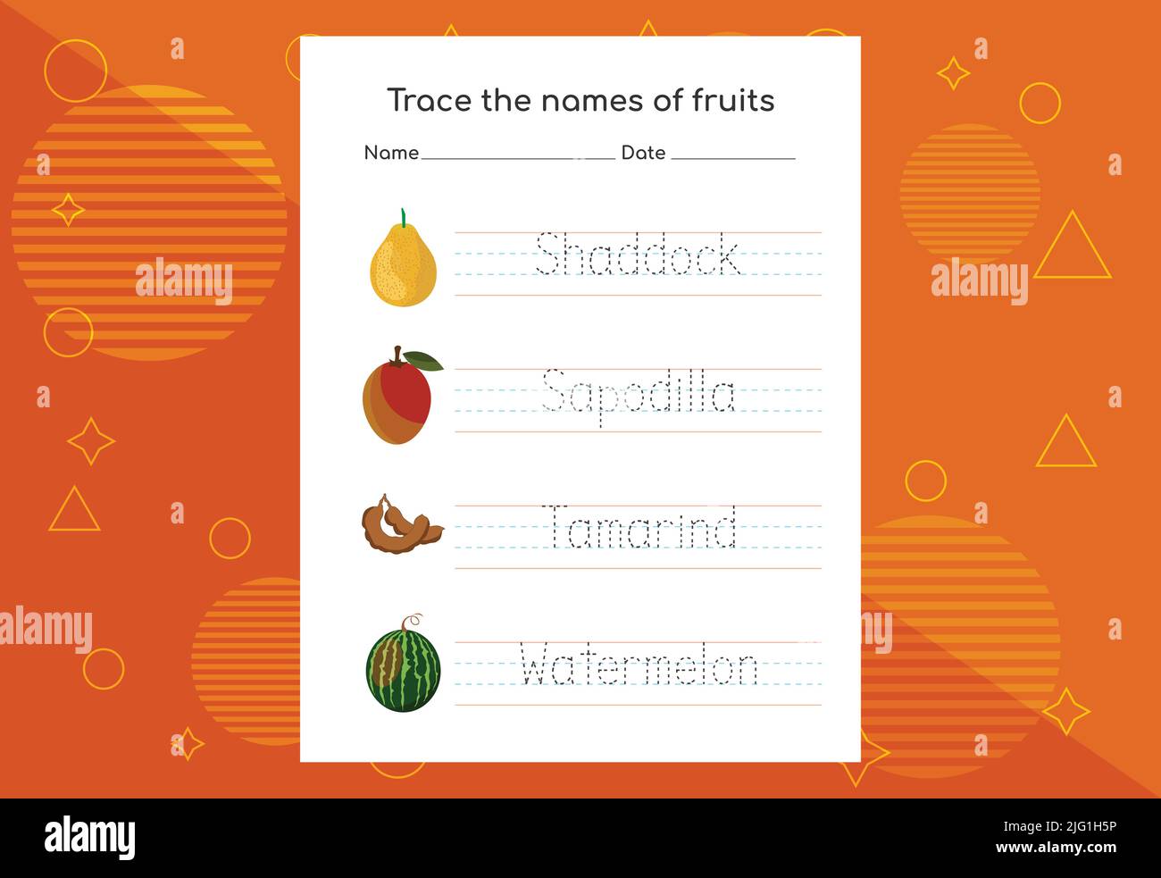 Trace the names of fruits. Handwriting practice for preschool kids ...