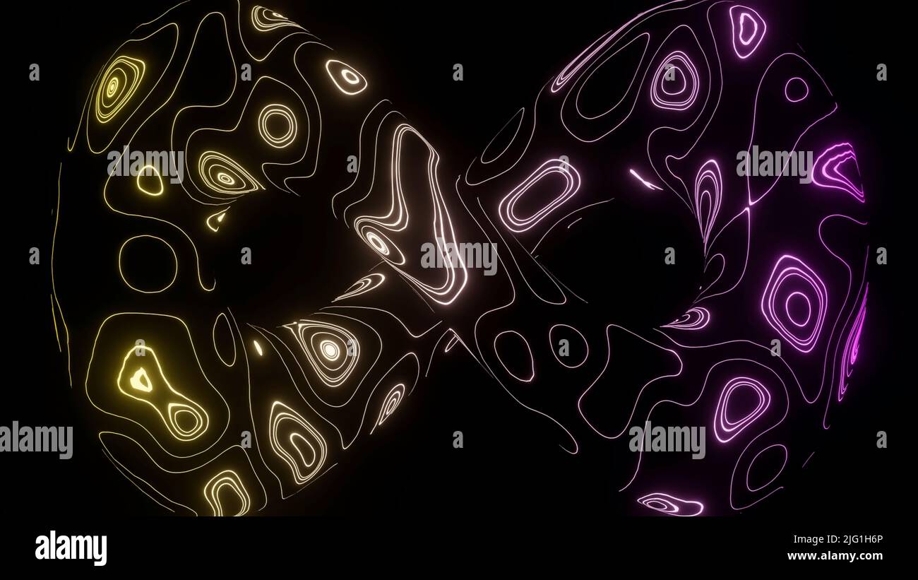 Abstract cyclic animation with a bended 3D shape covered by ...