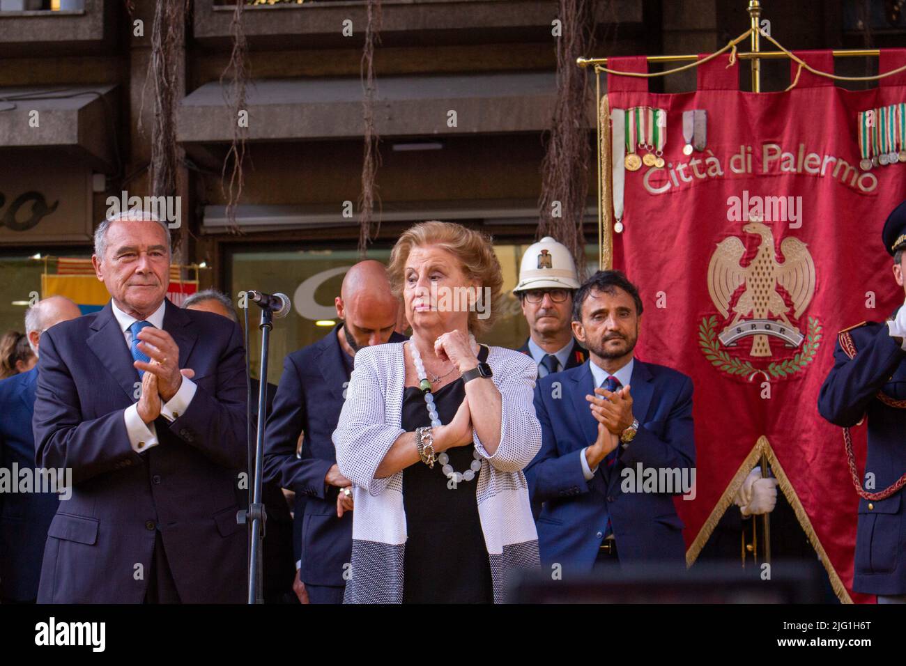The former judge, Pietro Grasso, and Giovanni Falcone's sister, Maria ...