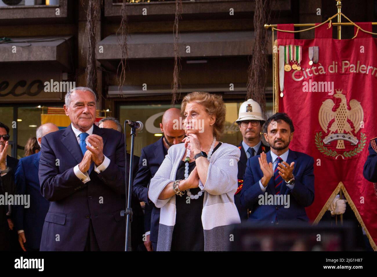 The former judge, Pietro Grasso, and Giovanni Falcone's sister, Maria ...