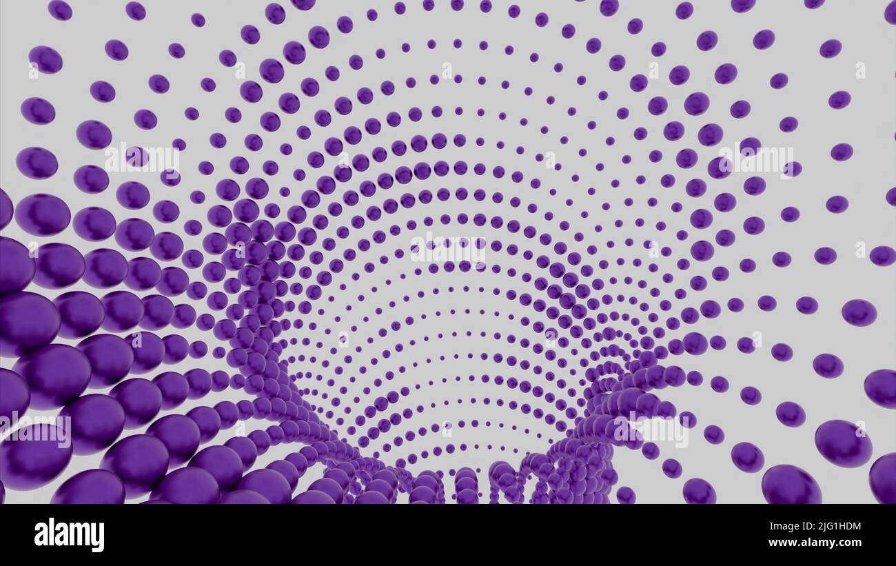 Wide tube like bending scifi tunnel. Design. Purple corridor with ...