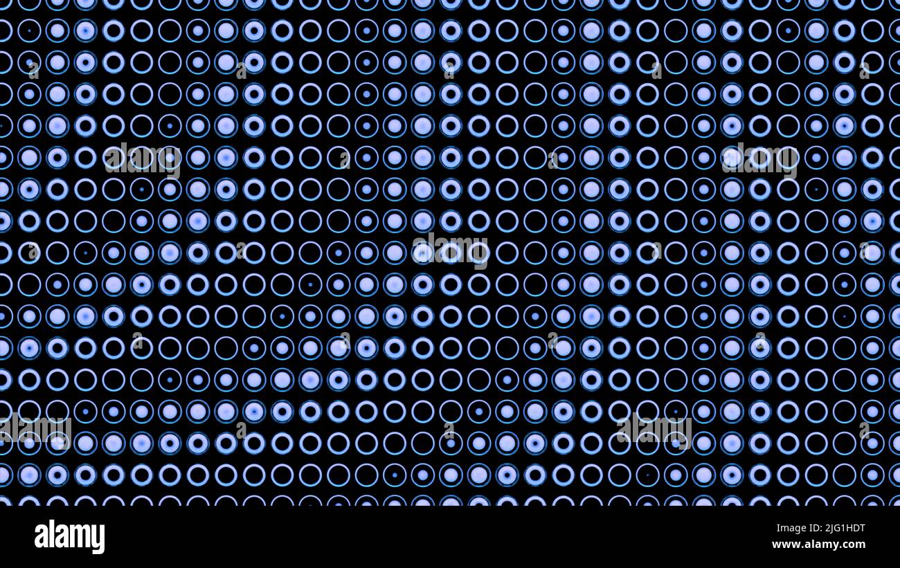 Abstract rows of small same size rings on a dark background. Design ...