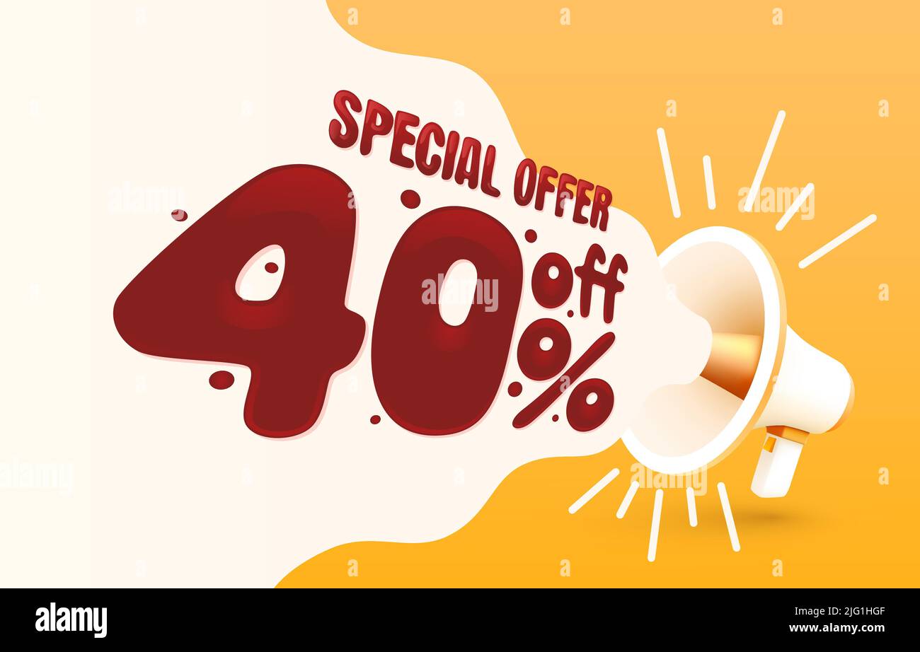 Special offer 40 percent, Big sale banner label, event promotion poster ...