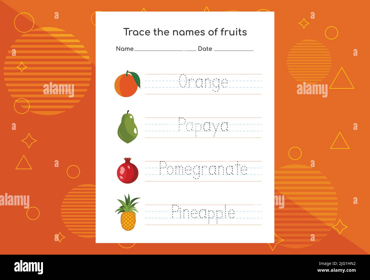 Trace the names of fruits. Handwriting practice for preschool kids ...
