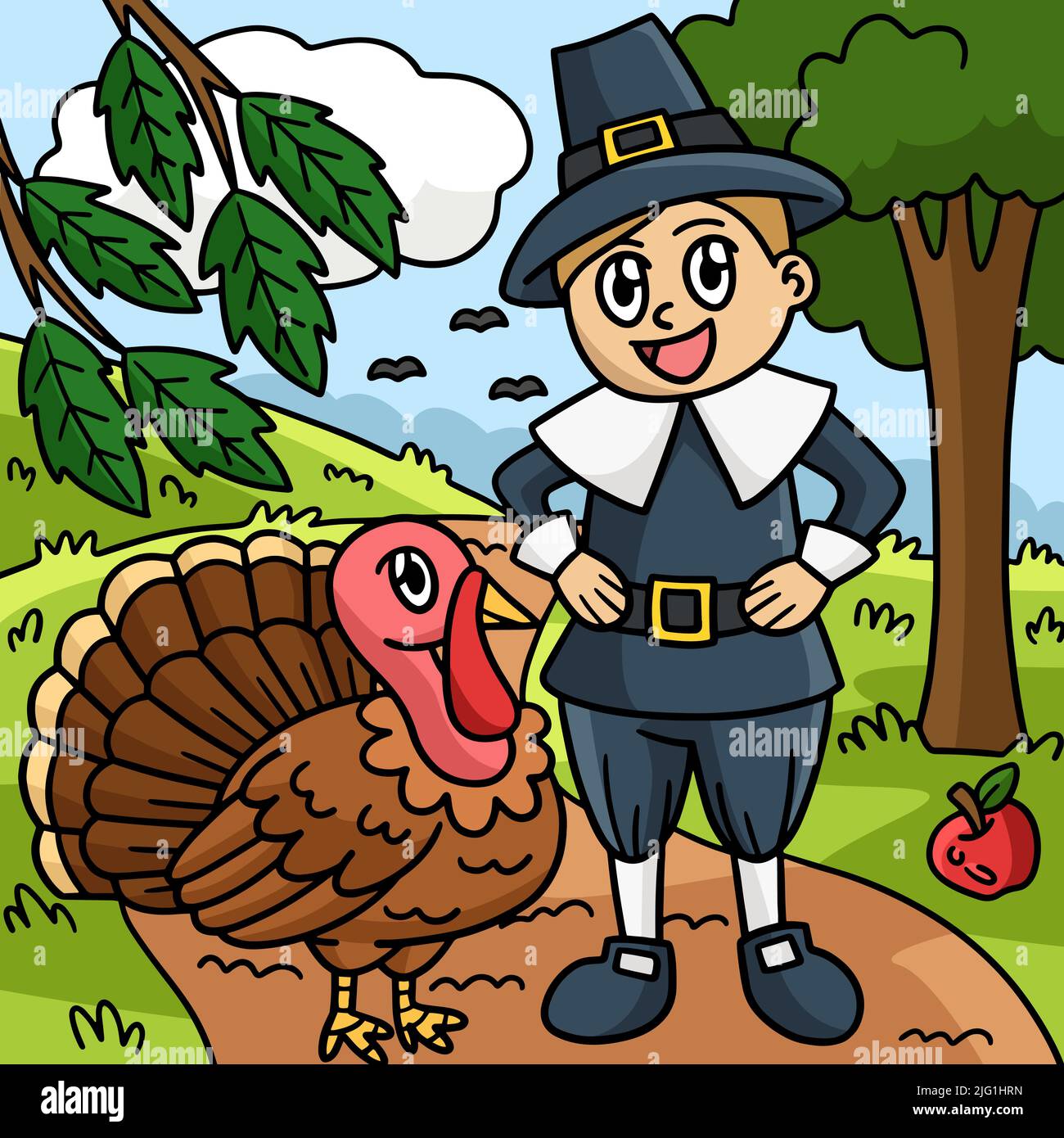 Thanksgiving Pilgrim Boy Colored Cartoon Stock Vector Image & Art - Alamy