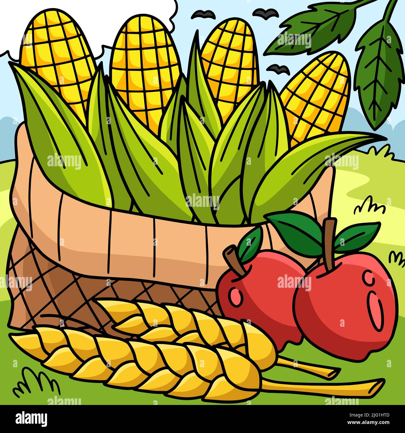 Thanksgiving harvest apple wheat Stock Vector Images - Alamy