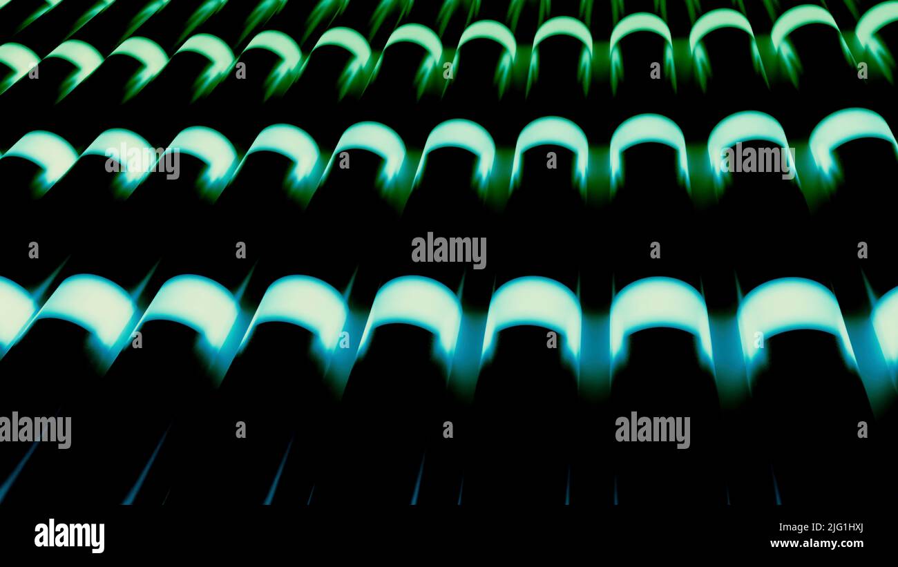 Abstract gradient light bulbs of long shape moving down on a black ...