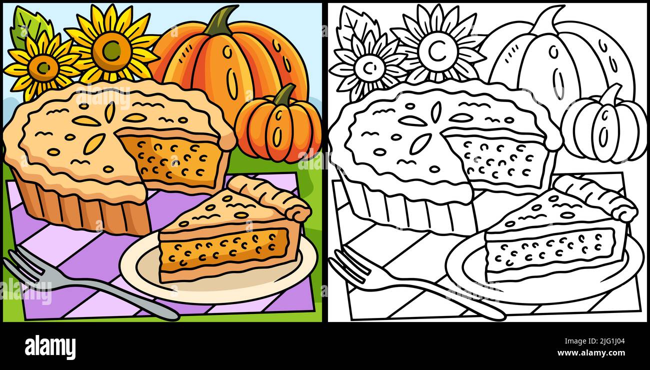 Thanksgiving Pumpkin Pie Coloring Illustration Stock Vector Image & Art ...
