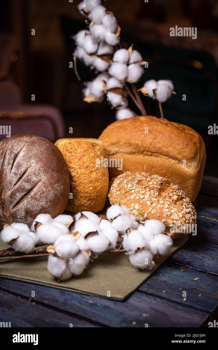 The bread assortment in the bakery. beautiful photos of freshly baked ...