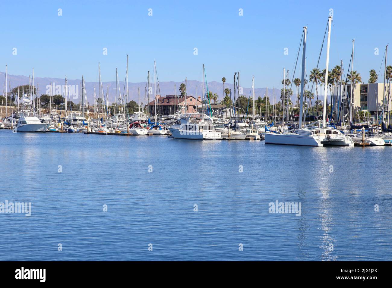 Boats and yachts at Vintage Marina in Oxnard, California on a sunny ...