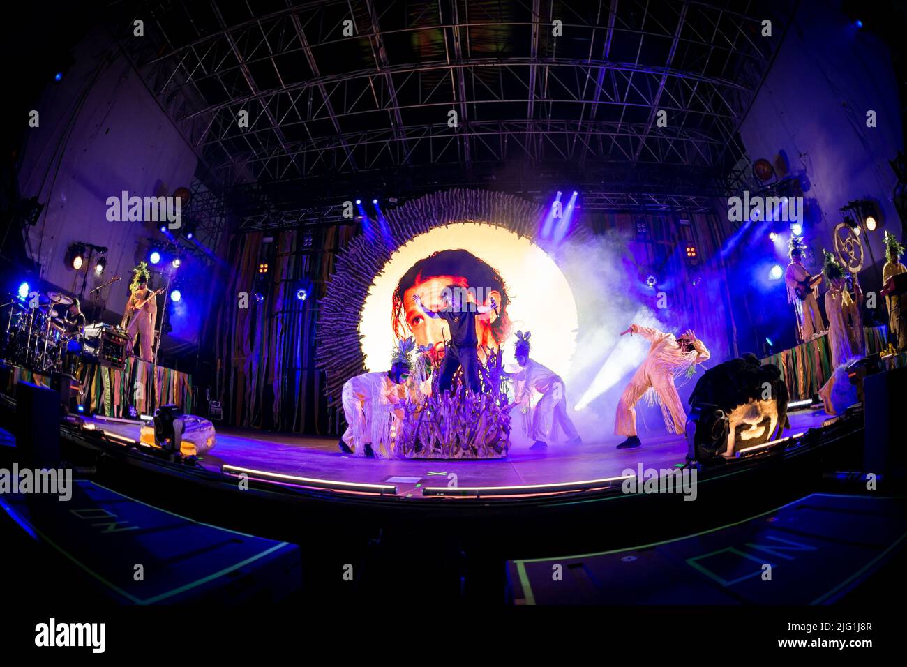 Italian rapper Caparezza performs live Exuvia tour in Turin, Italy ...