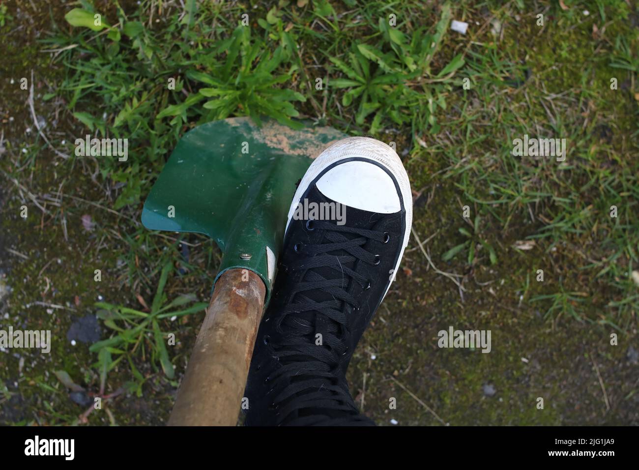 Foot on shovel hi-res stock photography and images - Alamy