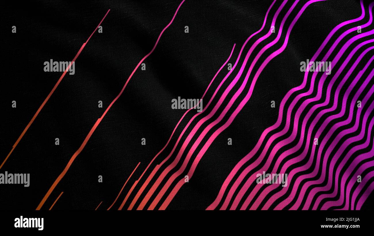 Texture background pink narrow waving lines on a black background ...