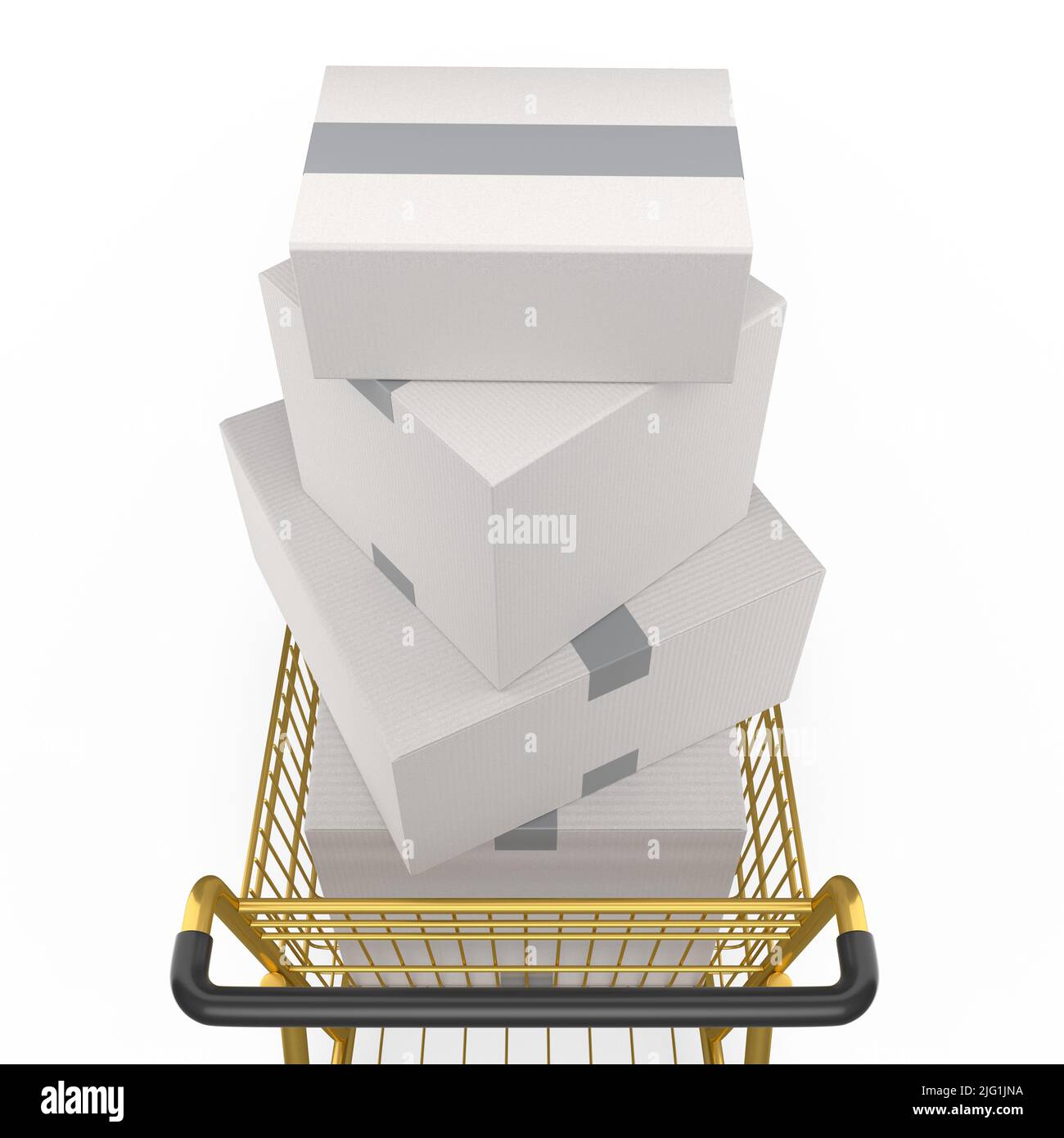 Shopping cart or trolley for groceries on white background. 3d render ...