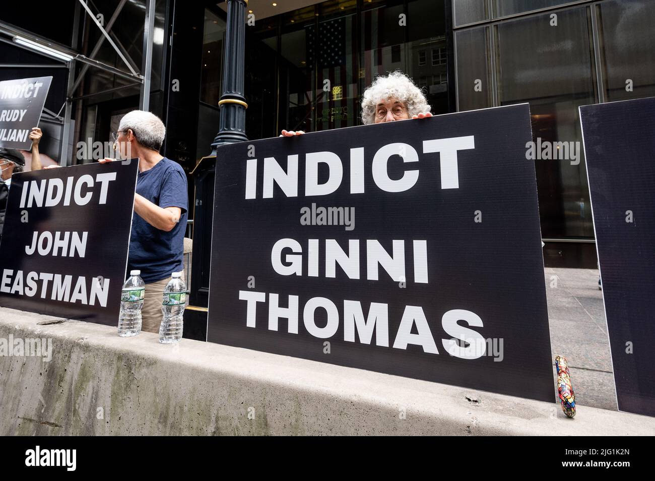 New York, United States. 06th July, 2022. People holding signs saying ...