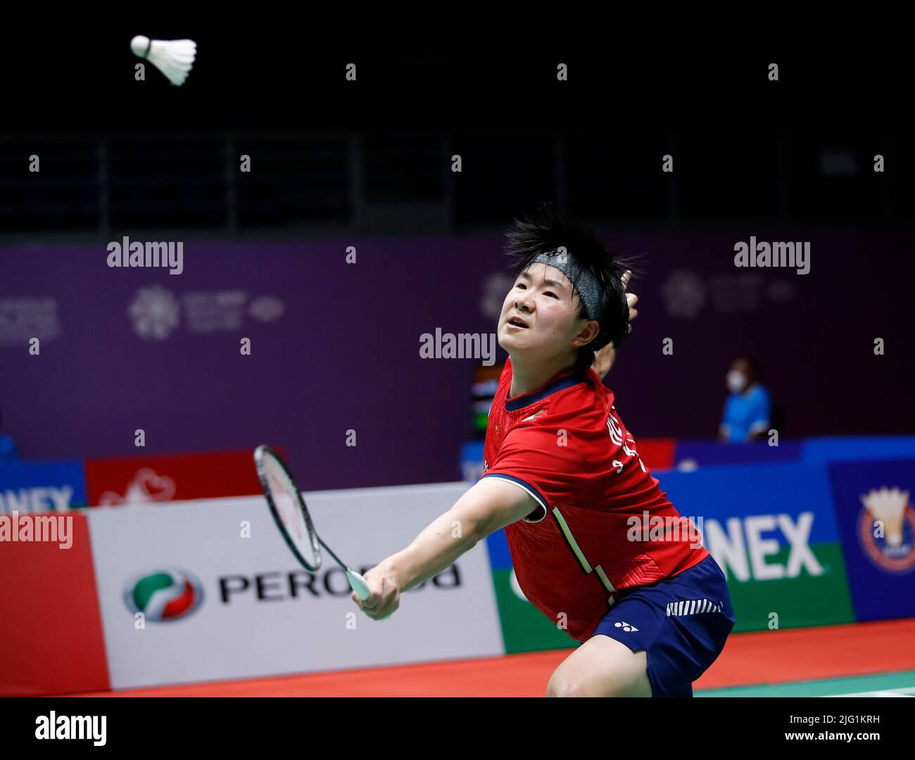 He Bing Jiao of China competes against Pusarla V. Sindhu of India ...