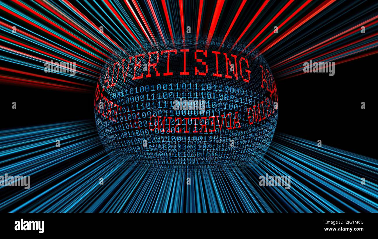 Advertising on the web binary data sphere Stock Photo - Alamy