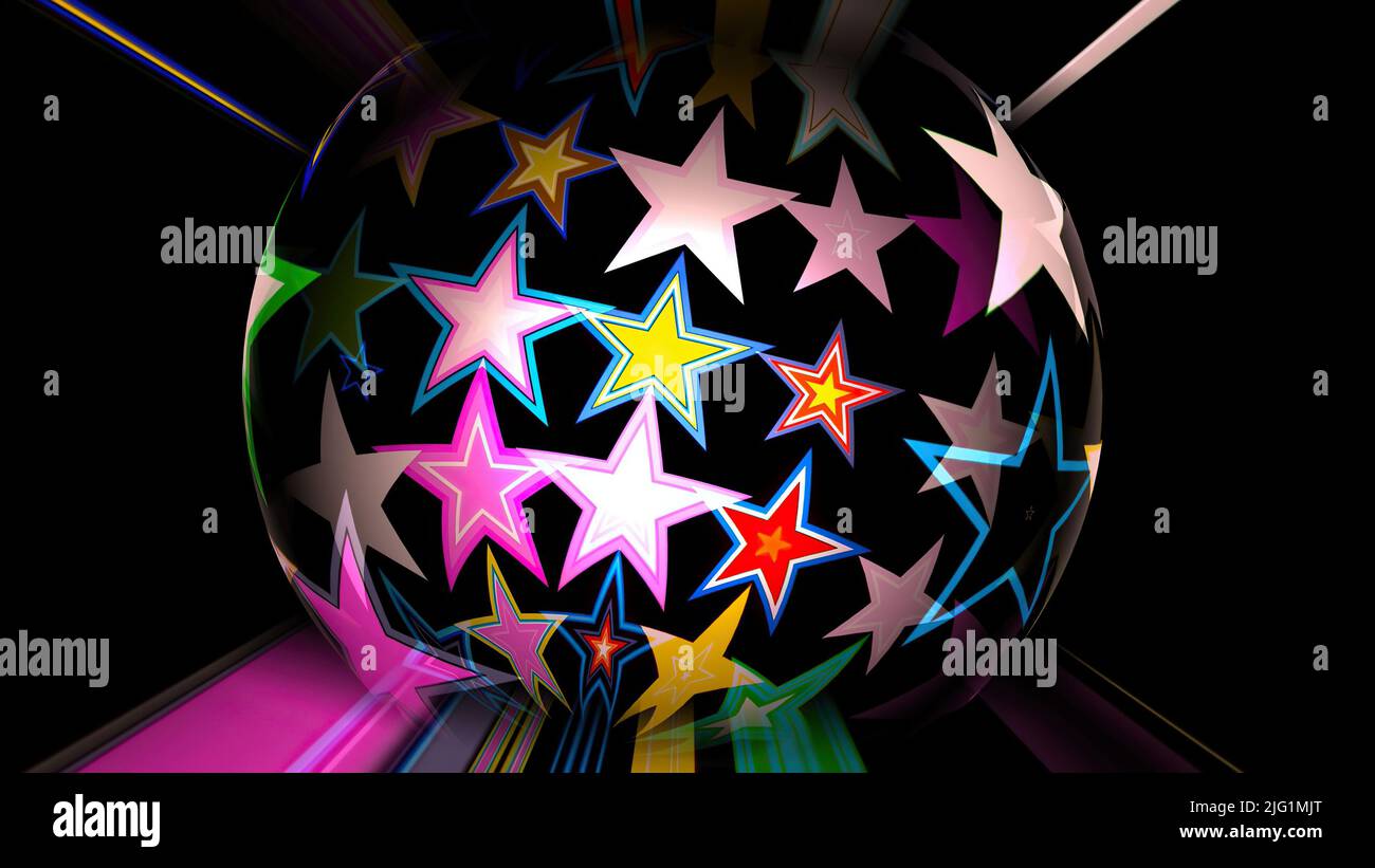 Colorful Stars on Spinning Sphere Stock Photo - Alamy