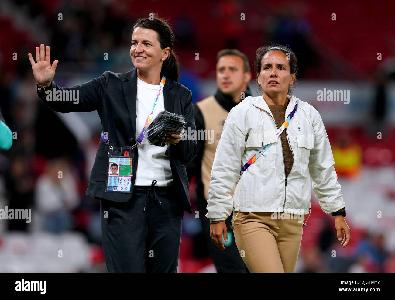 Austria manager Irene Fuhrmann (right) and Isabel Hochstoger at the end ...
