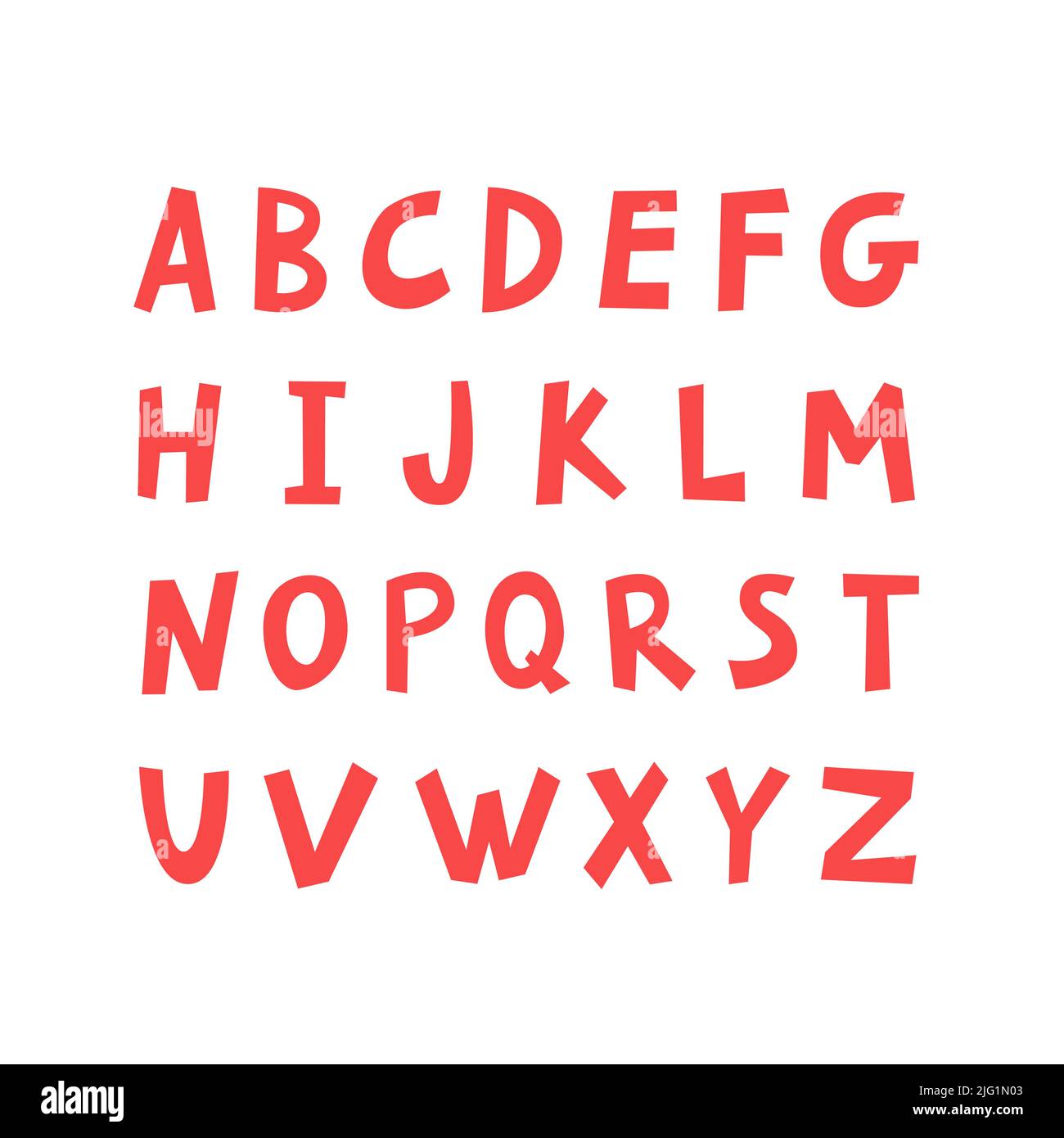 Red Hand Drawn Cut Alphabet Latin Letters. Vector ABC isolated to use ...